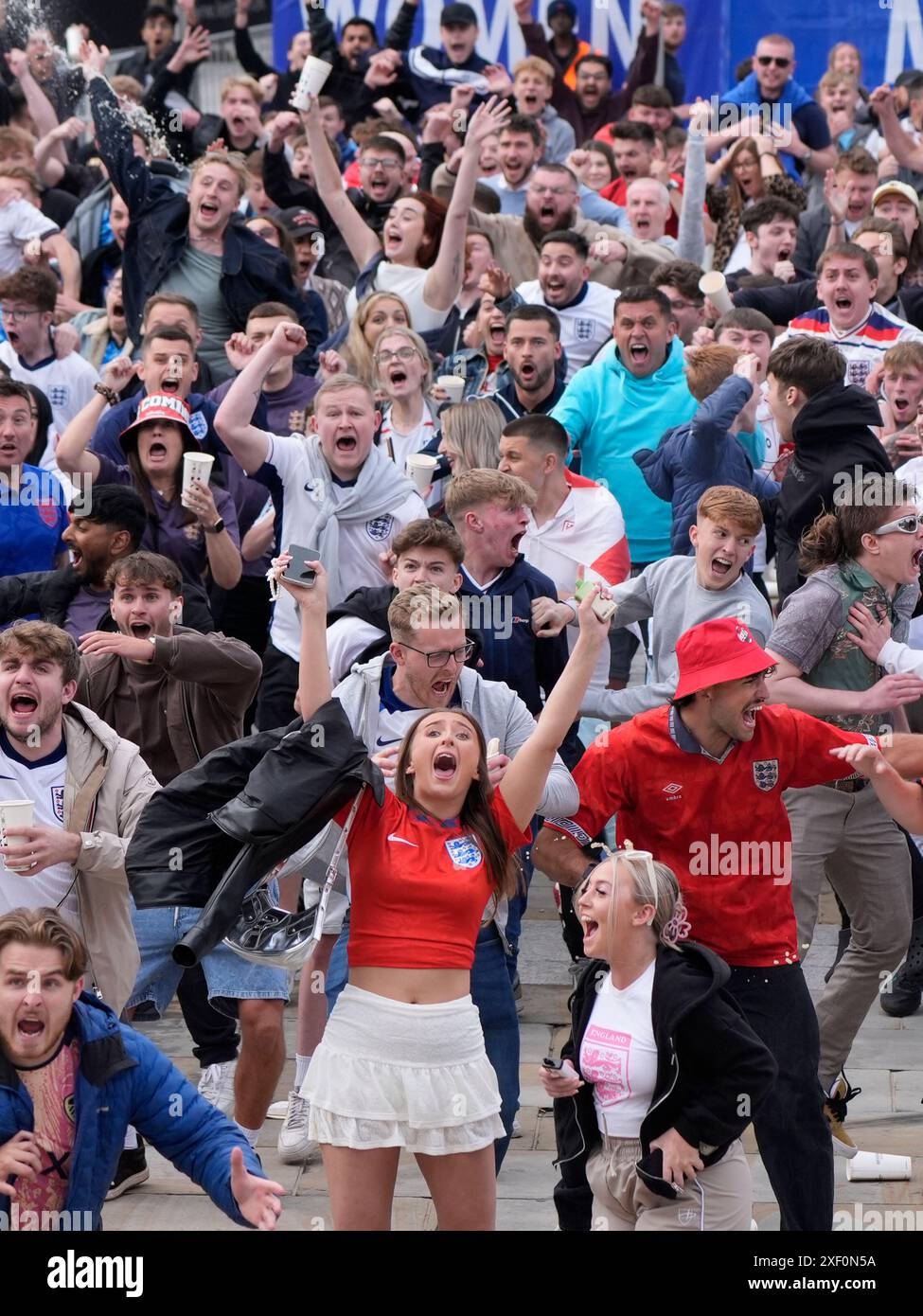 England fans at Millennium Square in Leeds during a screening of the ...