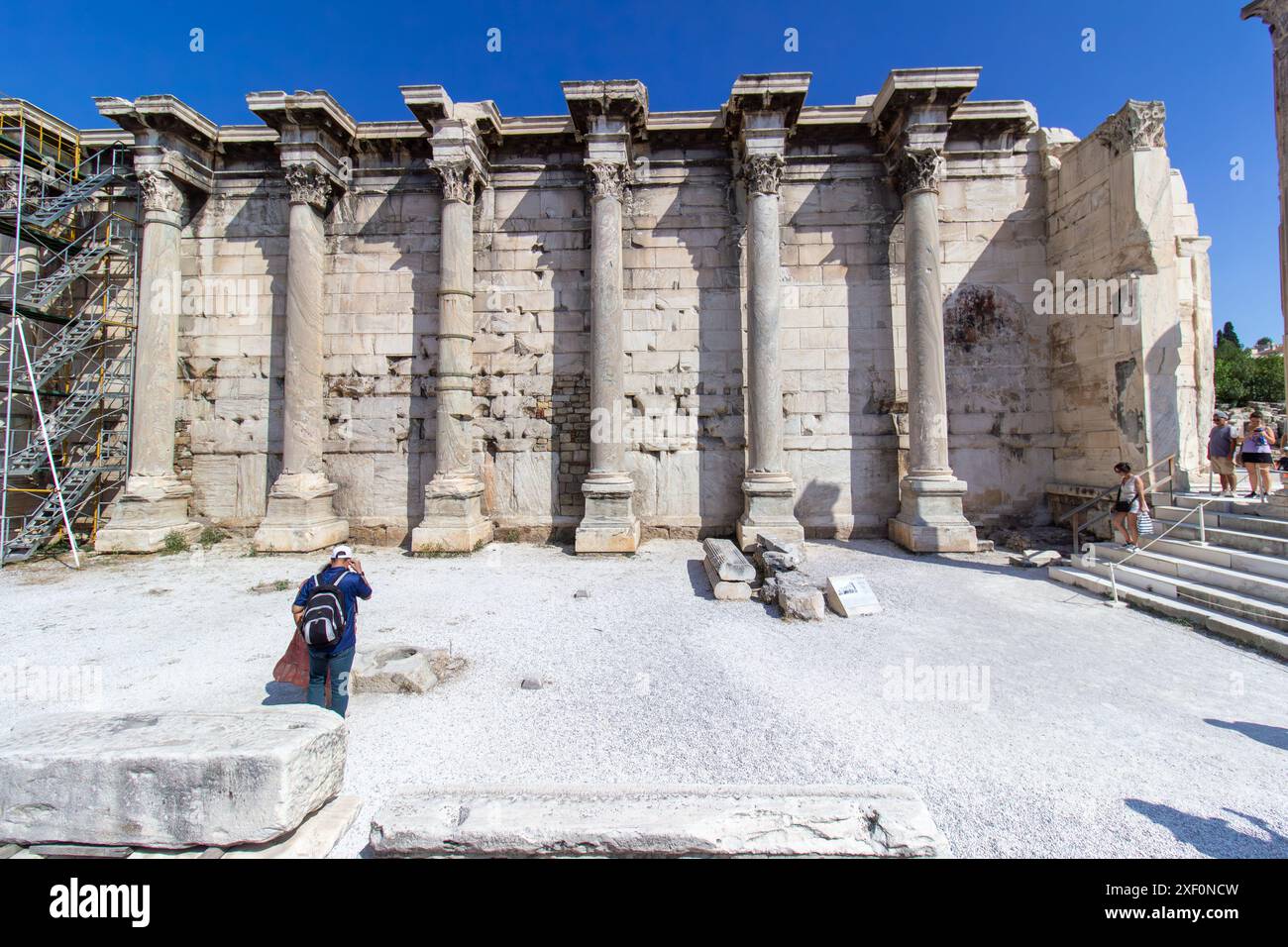 Hadrian Library ruins on the north side of the Acropolis in Athens ...