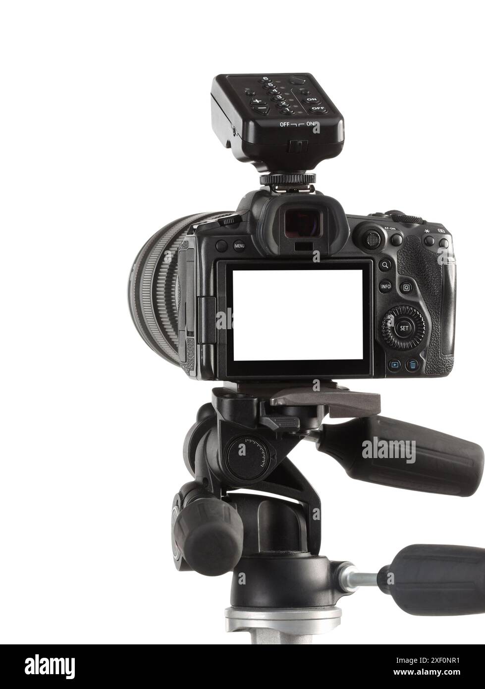 Professional camera isolated on white. Photo studio equipment Stock ...