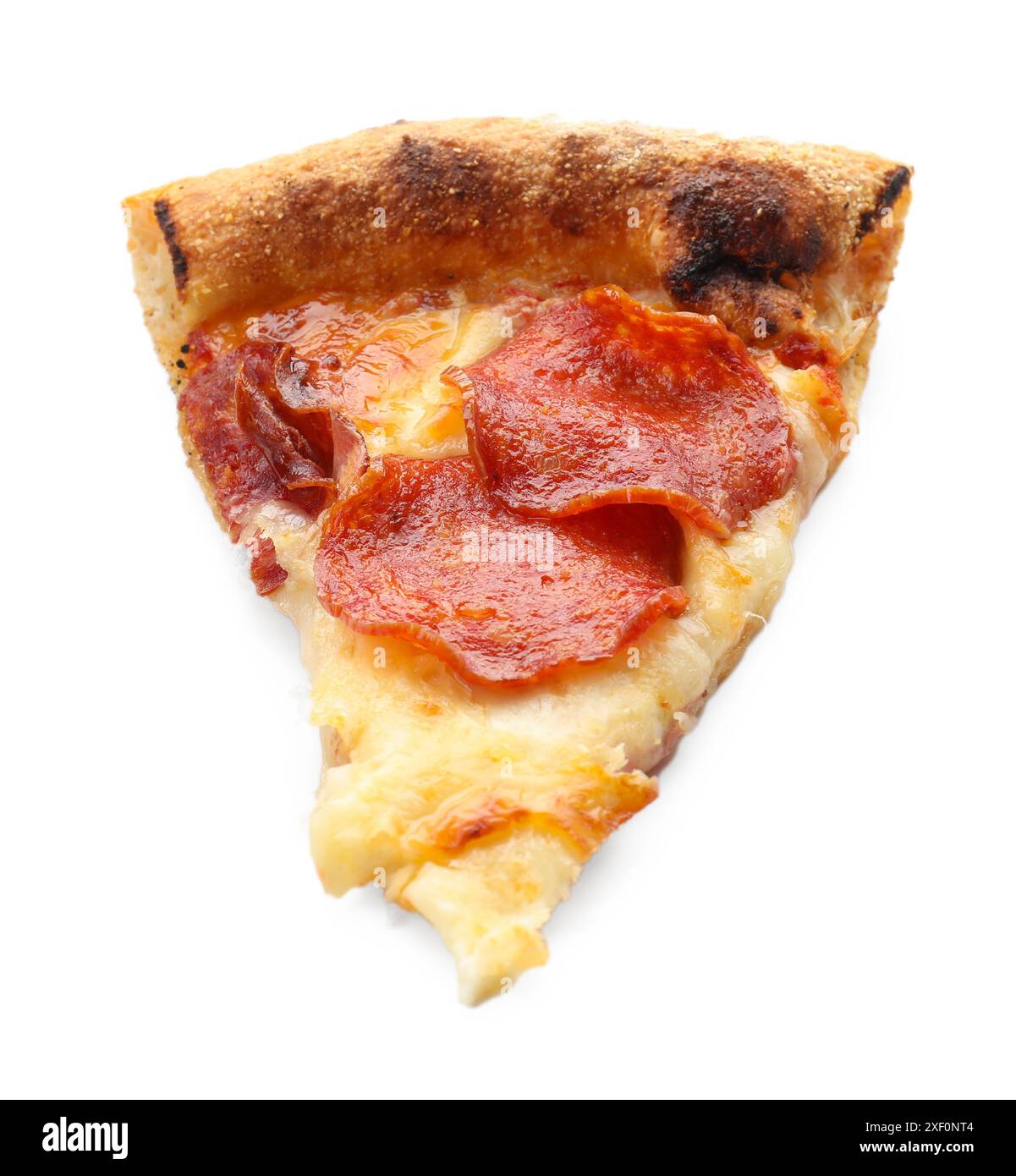Piece of tasty pepperoni pizza isolated on white Stock Photo - Alamy