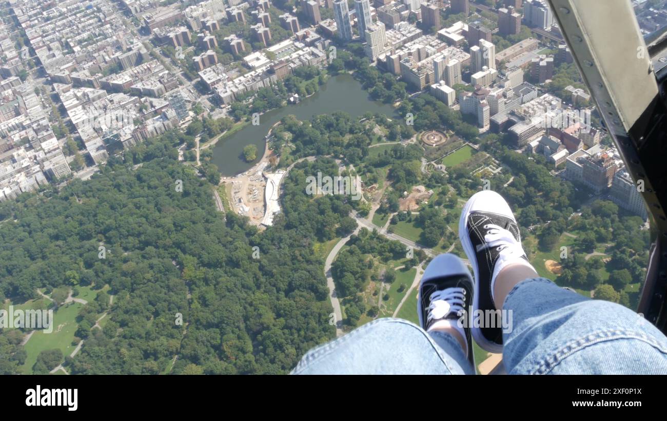 New York City doors off helicopter flight, heli flying over Manhattan ...