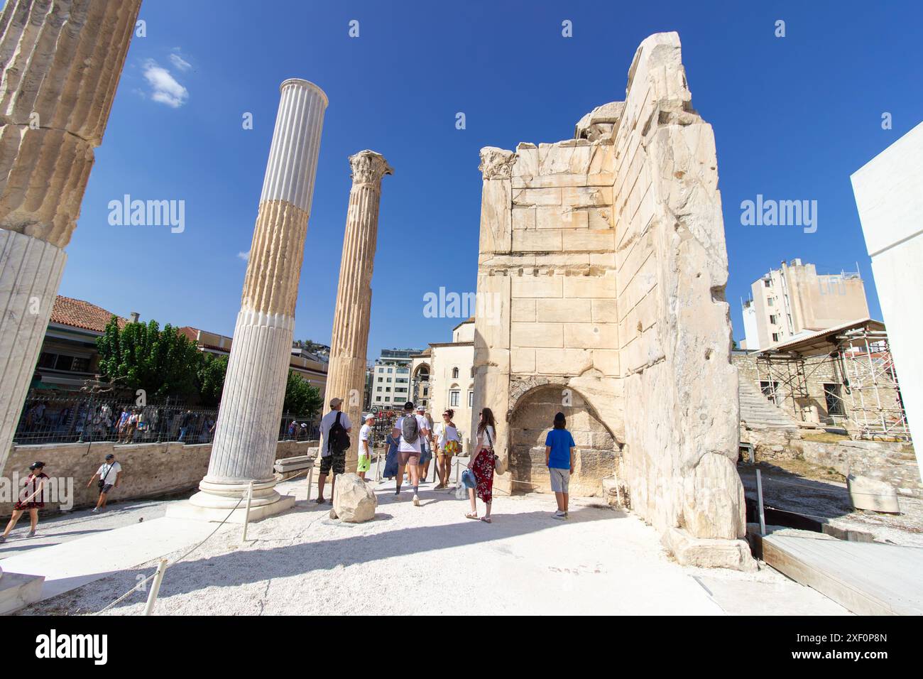 Hadrian Library ruins on the north side of the Acropolis in Athens ...
