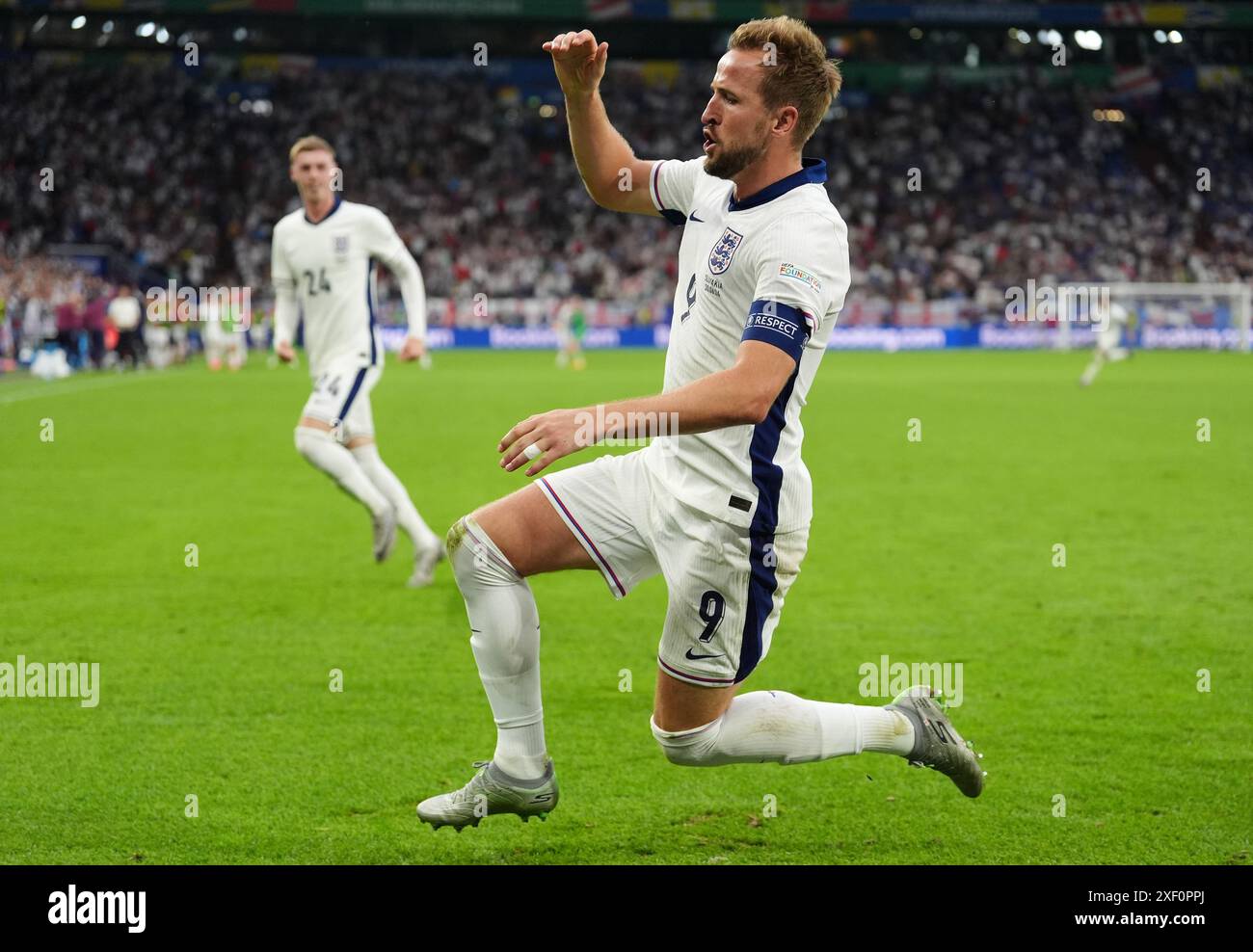 England's Harry Kane celebrates after scoring their side's second goal ...