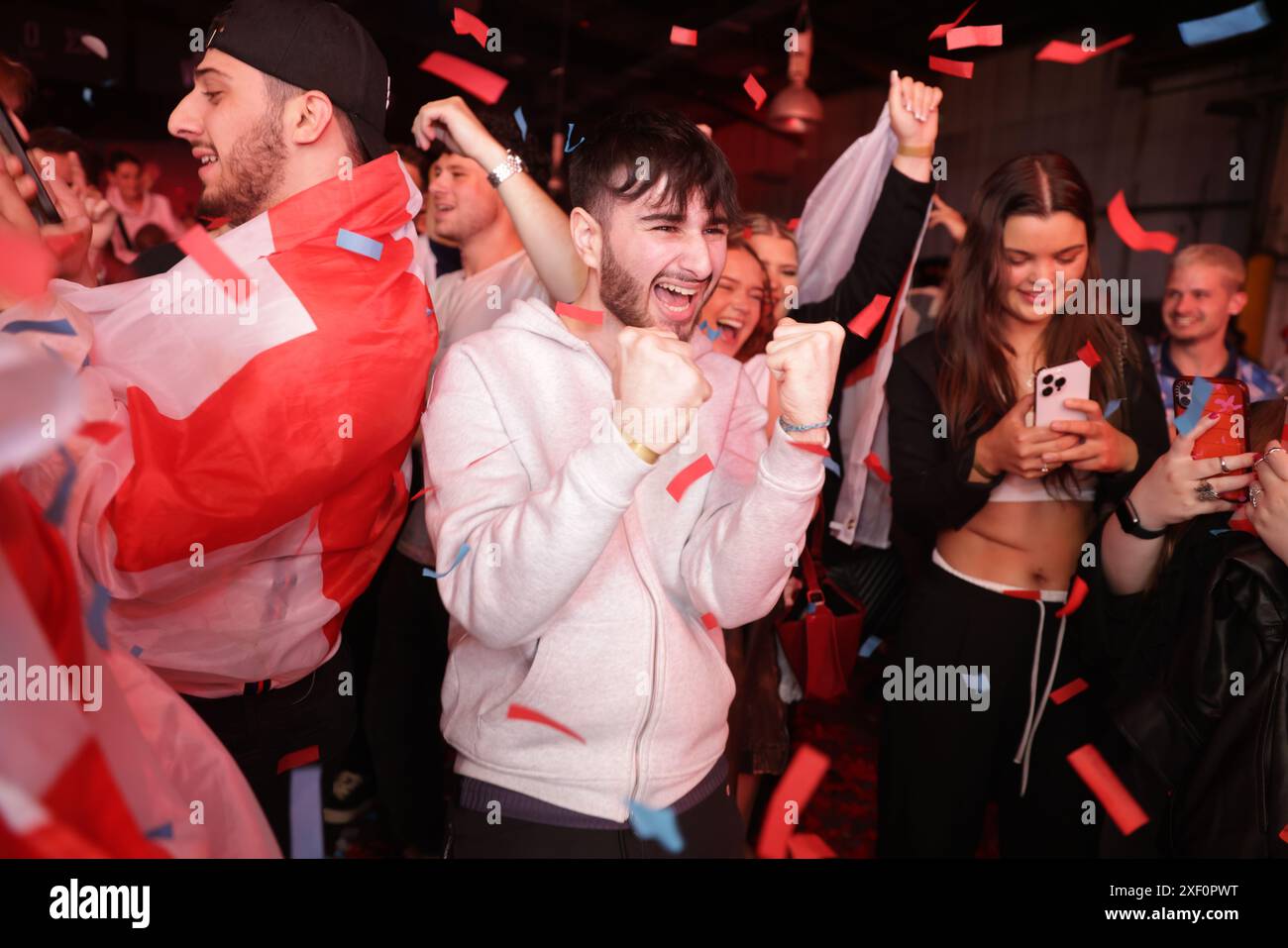 England fans celebrate Jude Bellingham's goal at the Diecast ...