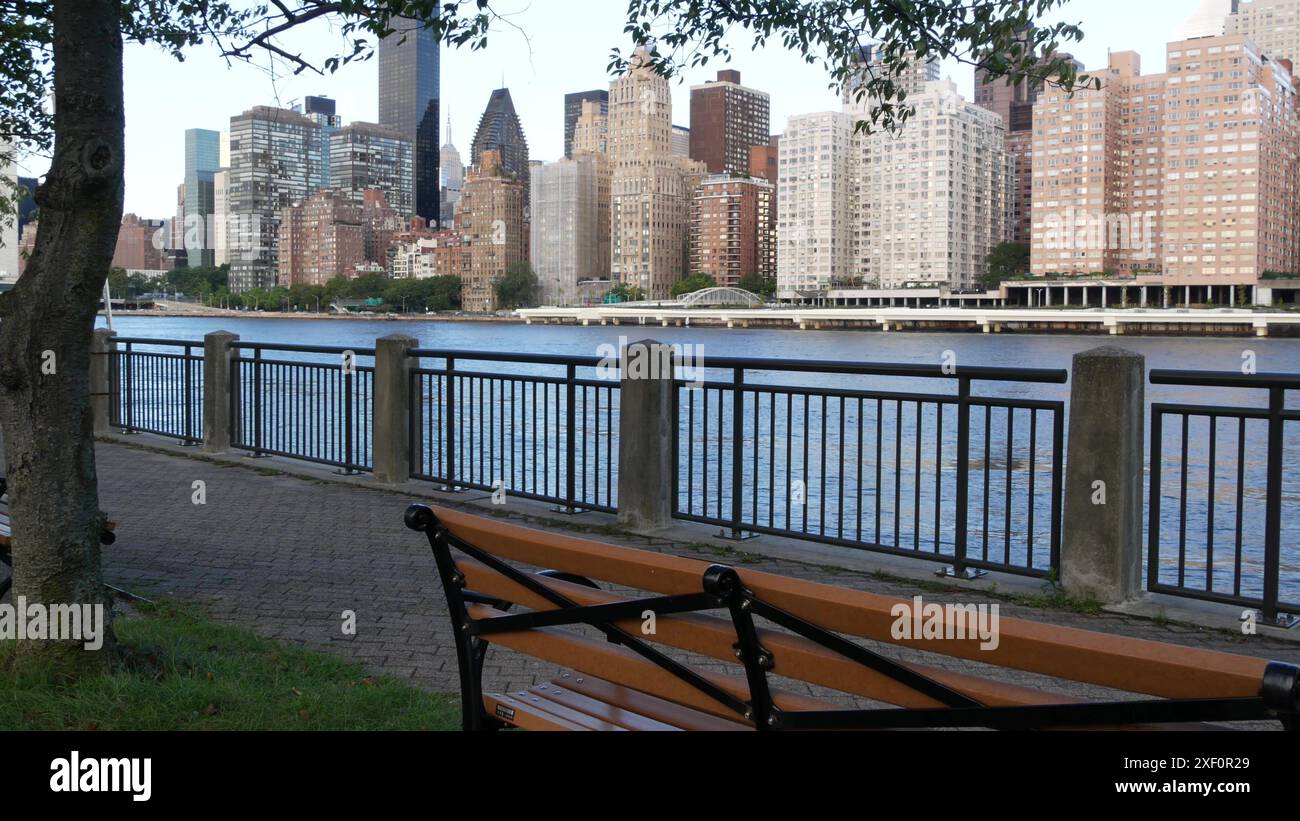 New York City waterfront skyline, Manhattan Midtown buildings ...
