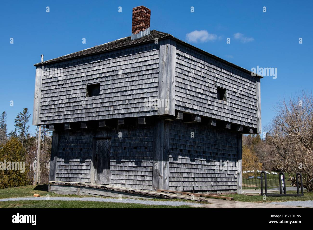 Blockhouse at Centennial Park in St. Andrews, New Brunswick, Canada ...