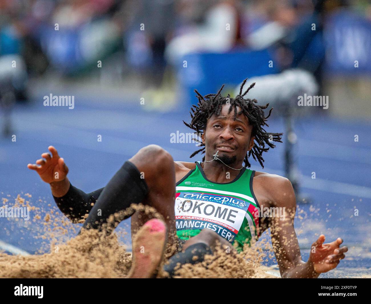 Manchester Regional Arena, UK. 30th June, 2024. Okome (triple jump ...