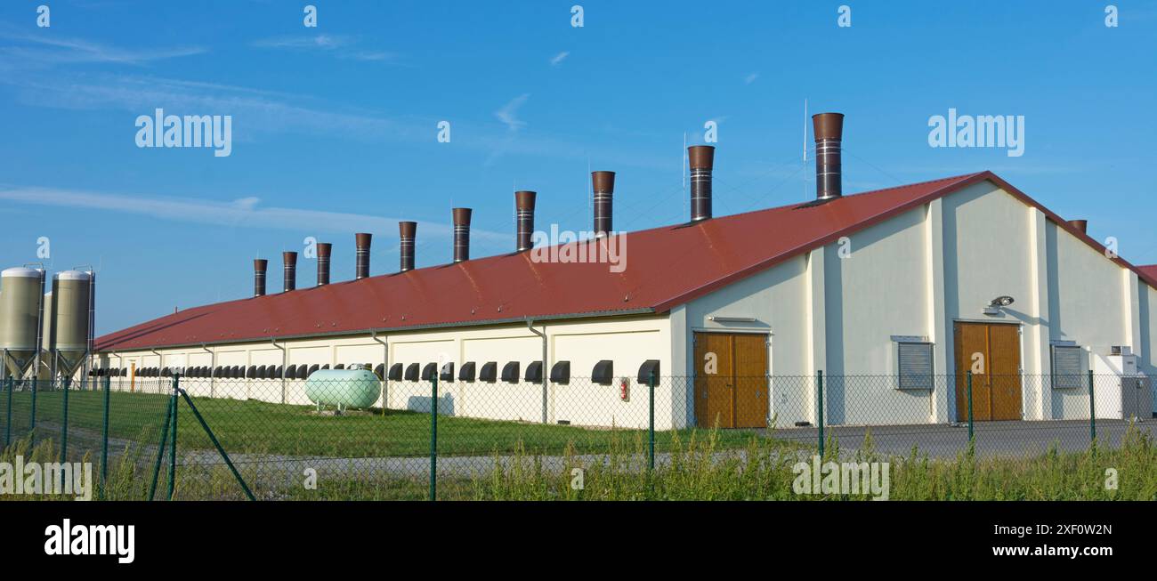 Banner fenced fattening farm Stock Photo - Alamy