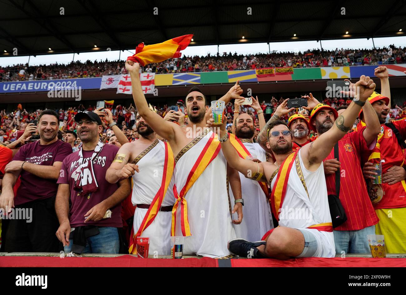 Spain fans in the stands during the UEFA Euro 2024, round of 16 match ...