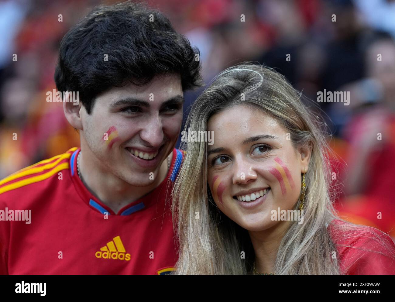 Spain fans in the stands during the UEFA Euro 2024, round of 16 match ...