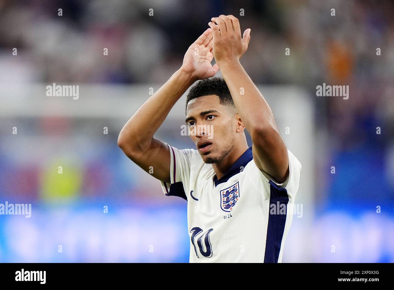 England's Jude Bellingham applauds the fans after winning the UEFA Euro ...