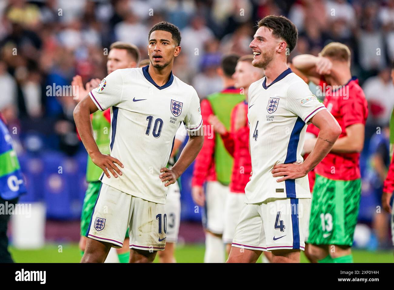 GELSENKIRCHEN, GERMANY - JUNE 30: Jude Bellingham of England and Declan ...