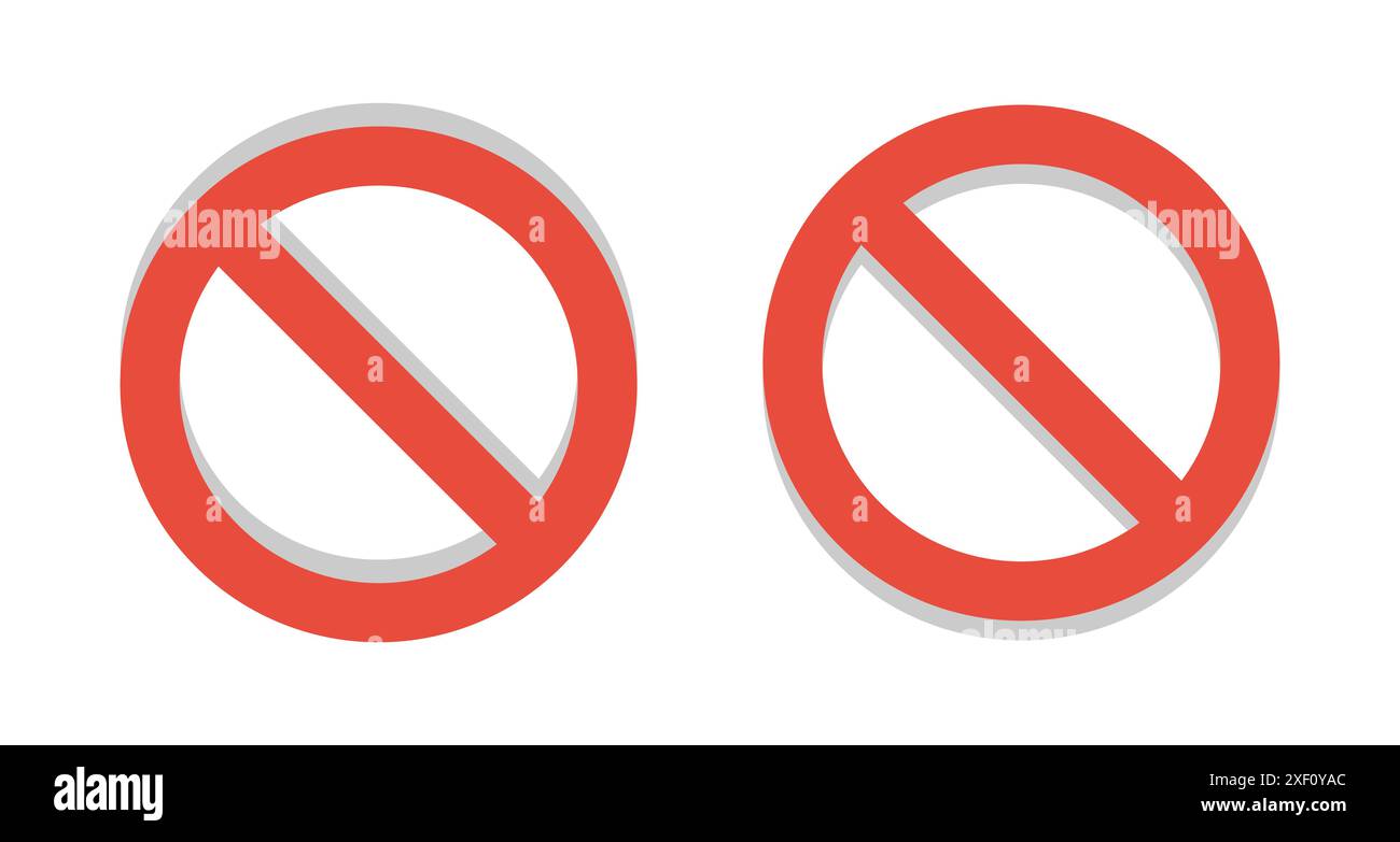 Set of red ban icon. Editable vectors stop prohibitions red icon. No ...