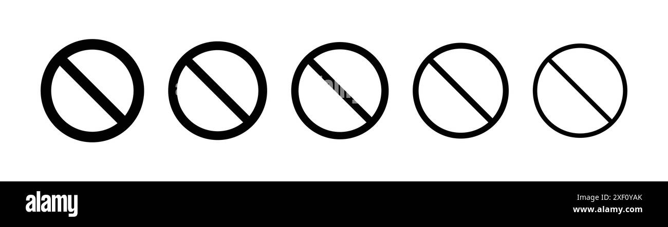 Black ban icon set. Editable vectors stop prohibitions red icon. Set of ...