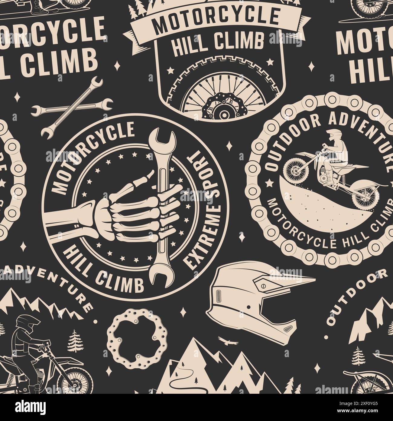 Motorcycle hill climb seamless pattern or background. Vector. Fabric ...