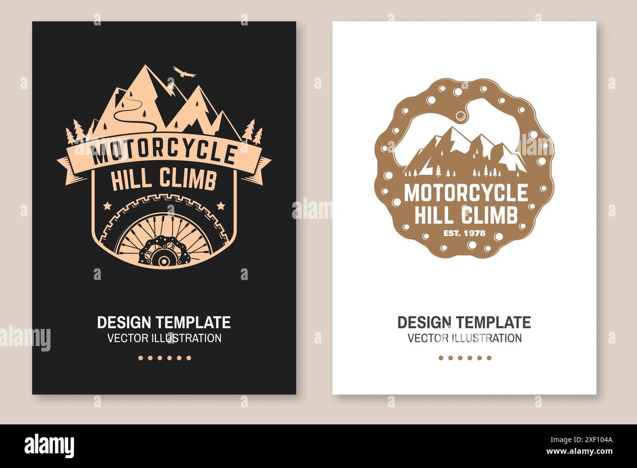 Motorcycle hill climb posters. Vector. Extreme sport template with ...