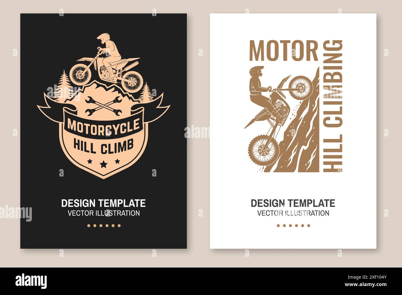 Motorcycle hill climb posters. Vector. Extreme sport template with ...