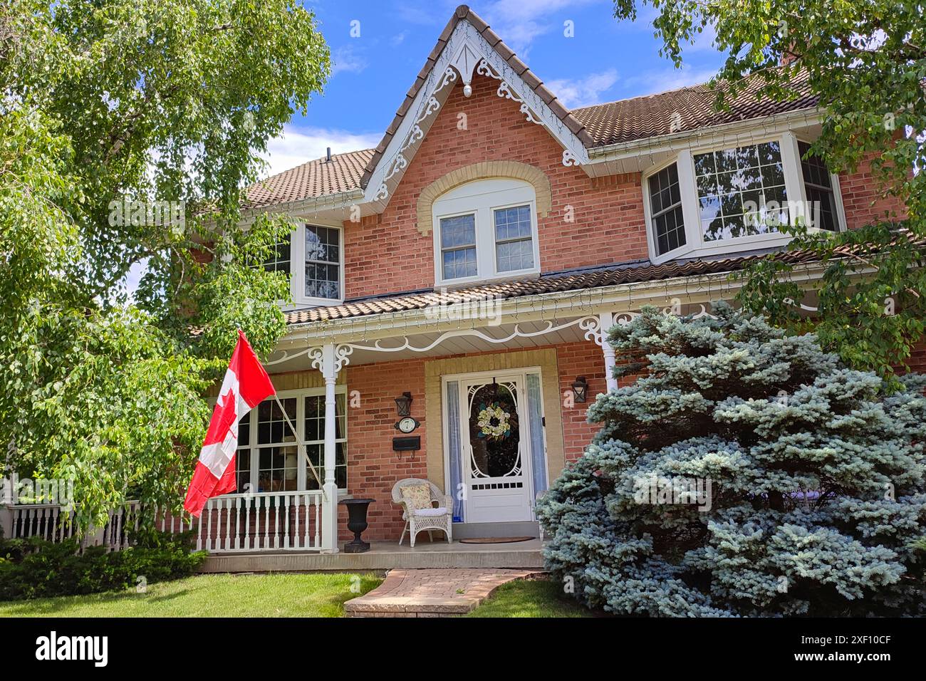 Markham, Ontario / Canada - 06/28/2024: Canadian style home exterior ...