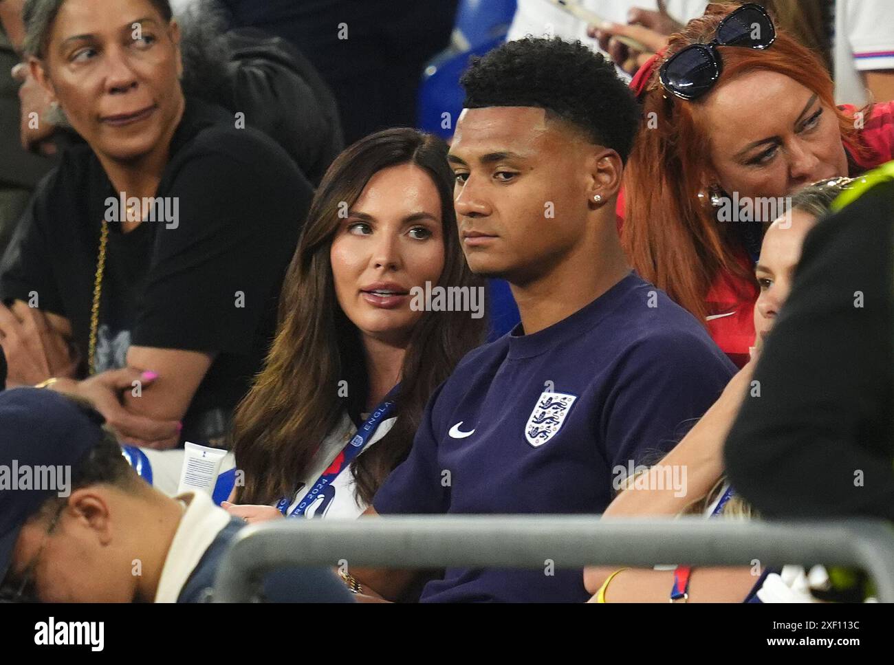 England's Ollie Watkins with partner Ellie Alderson after the UEFA Euro ...
