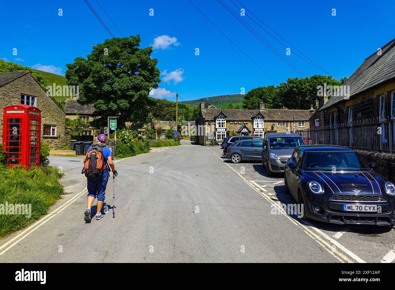 Edale village in the Edale Valley, Peak District, Peaks, Derbyshire, UK ...