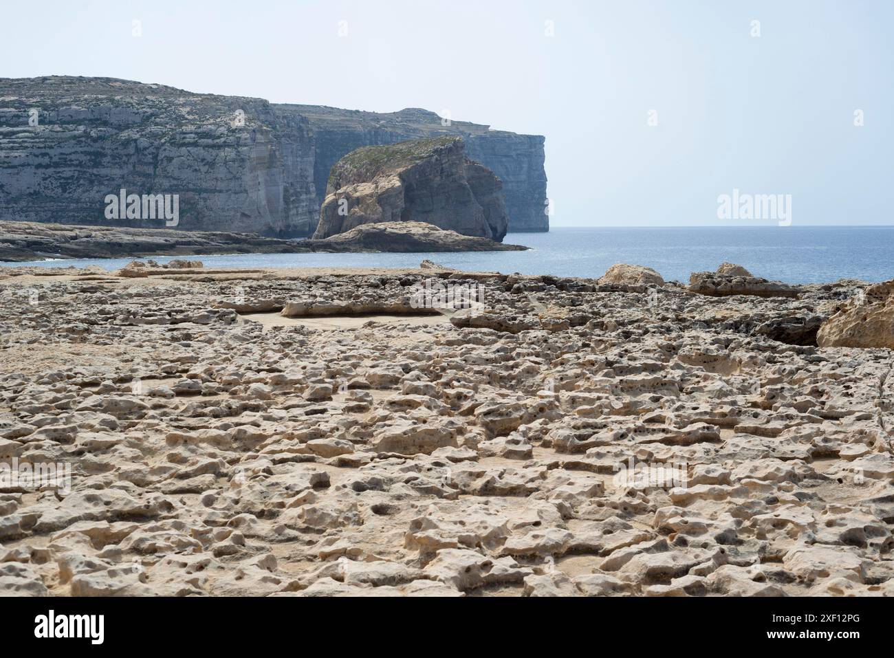 Gozo Island, view of Fungus rock and blue hole point, Dwejra coast ...