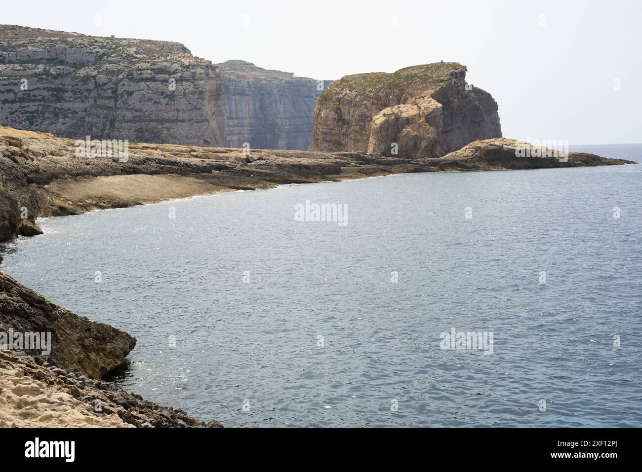 Gozo Island, view of Fungus rock and blue hole point, Dwejra coast ...
