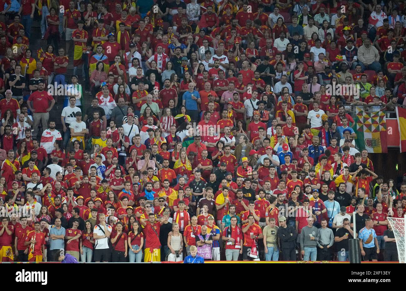 Spain fans in the stands during the UEFA Euro 2024, round of 16 match ...