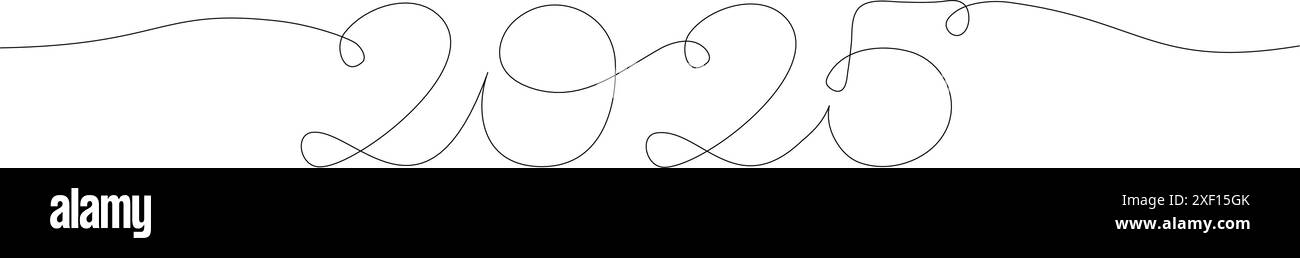 2025 one continuous line New Year vector illustration Stock Vector ...
