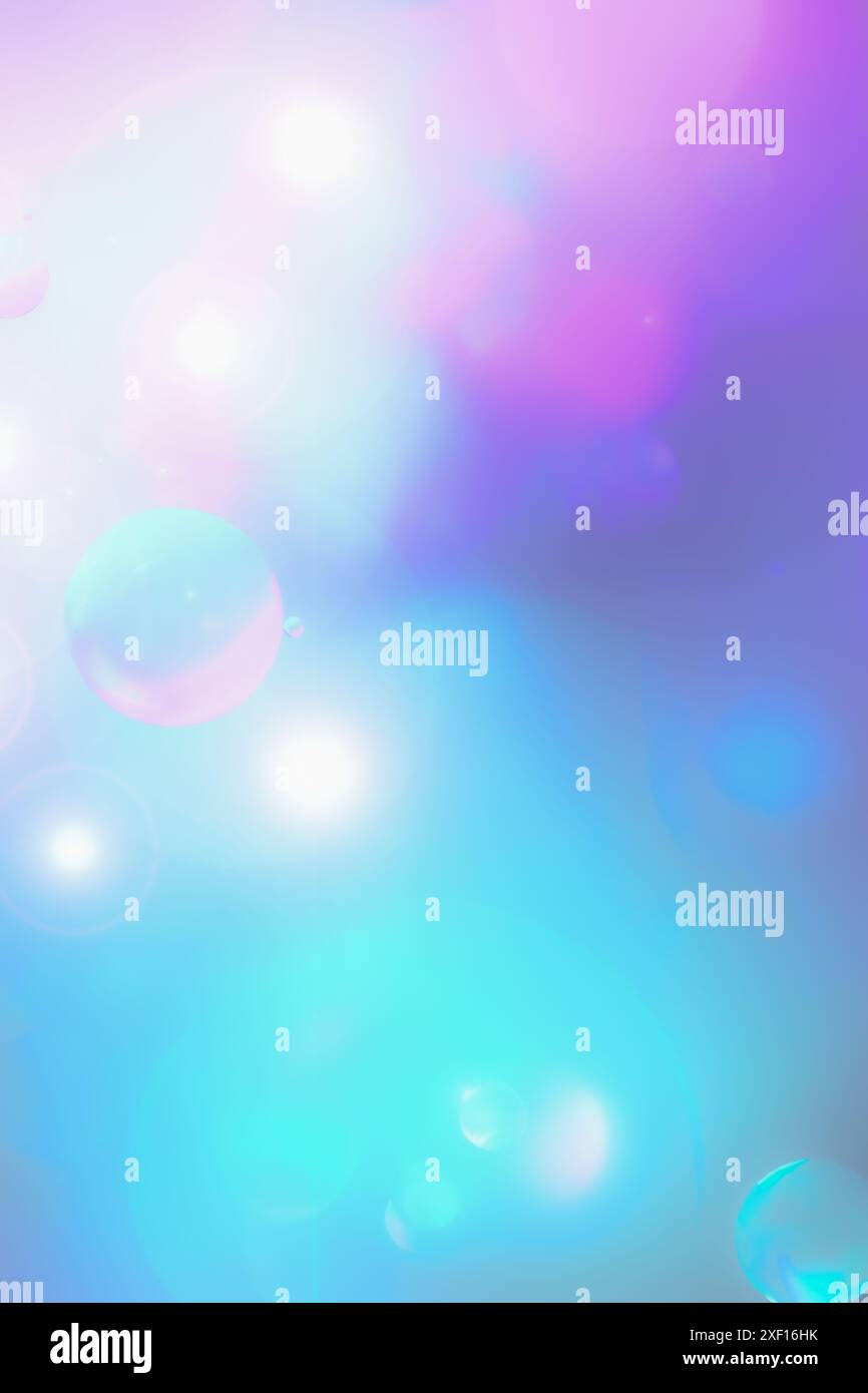Abstract 3D background bubbles in colorful blue pink tones. Distortion ...