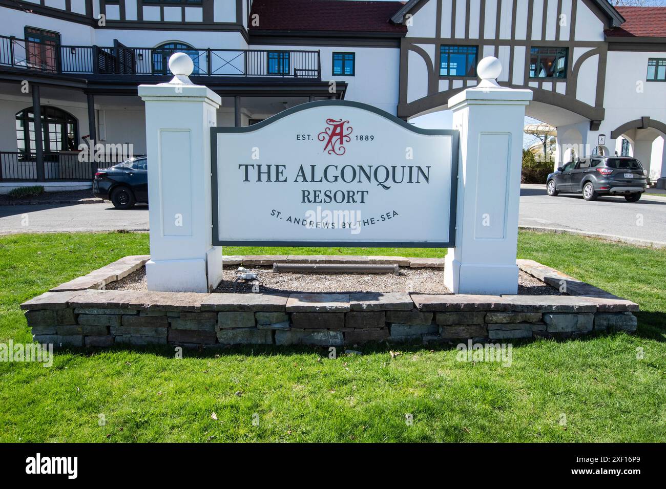 The Algonquin Resort sign in St. Andrews, New Brunswick, Canada Stock ...