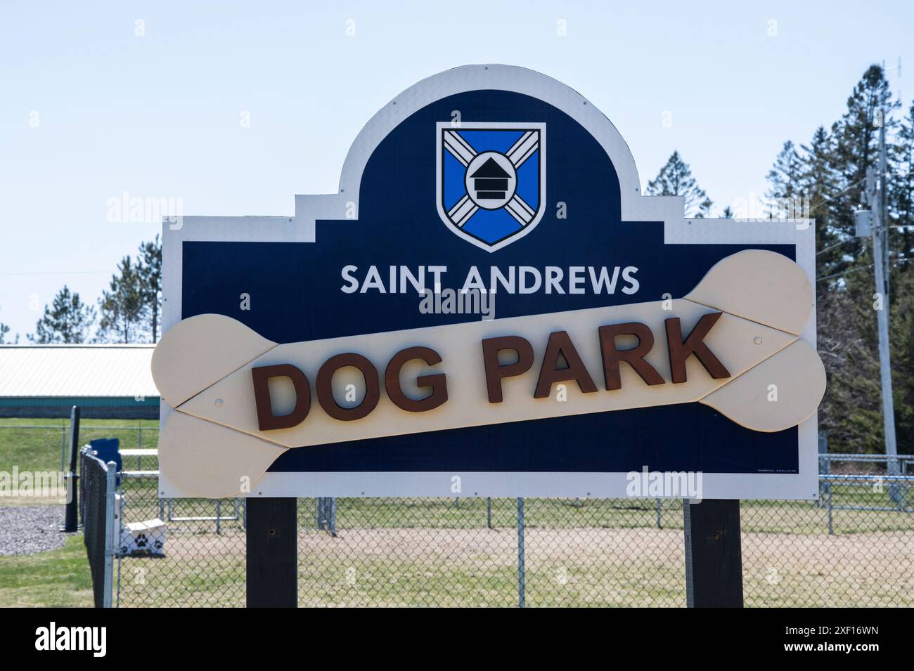 Dog park sign on NB 127 in St. Andrews, New Brunswick, Canada Stock ...