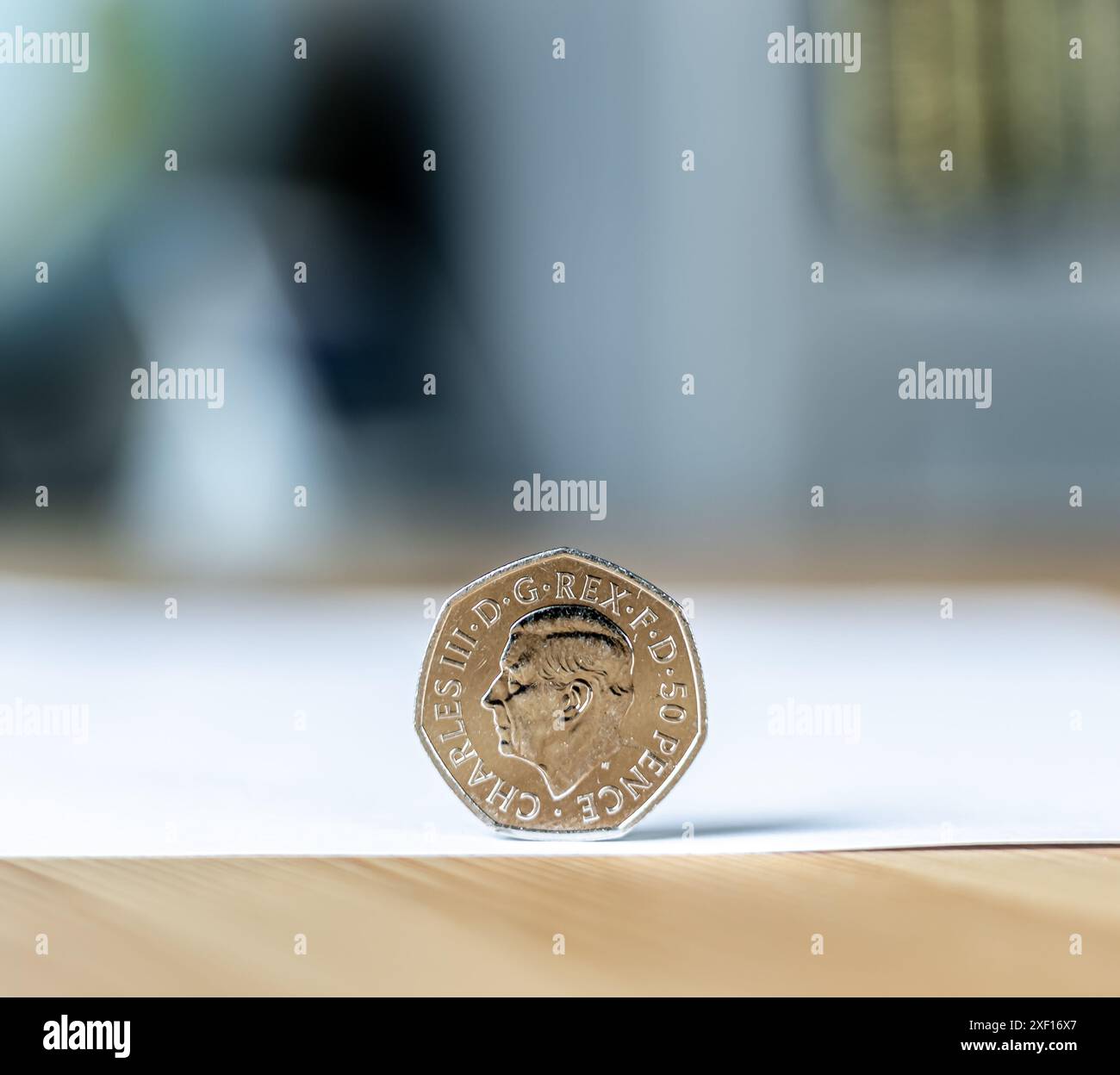 Pound coin featuring a portrait of King Charles III, issued in 2022 by ...