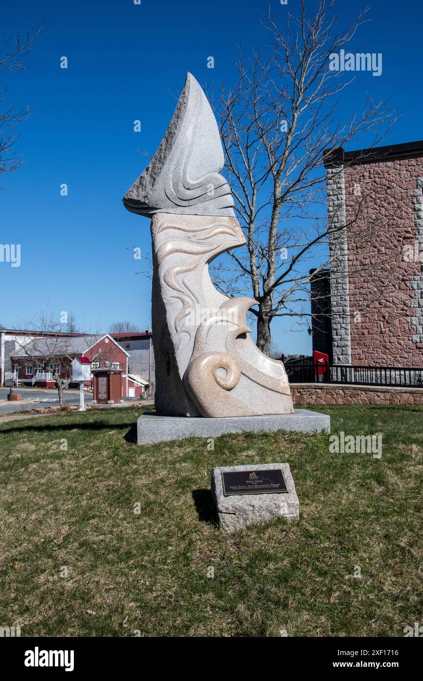 Water stone sculpture on Portage Street in downtown St. George, New ...