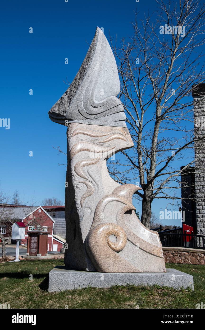 Water stone sculpture on Portage Street in downtown St. George, New ...