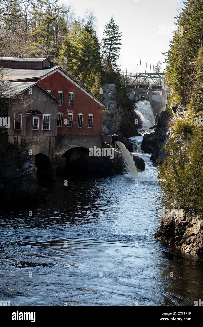 Magaguadavic River gorge downstream from the dam in St. George, New ...