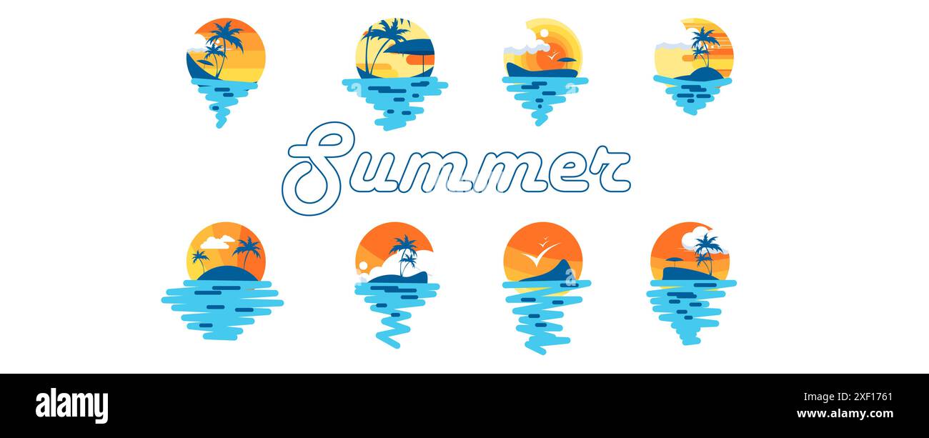 Sea party beach vector Cut Out Stock Images & Pictures - Alamy