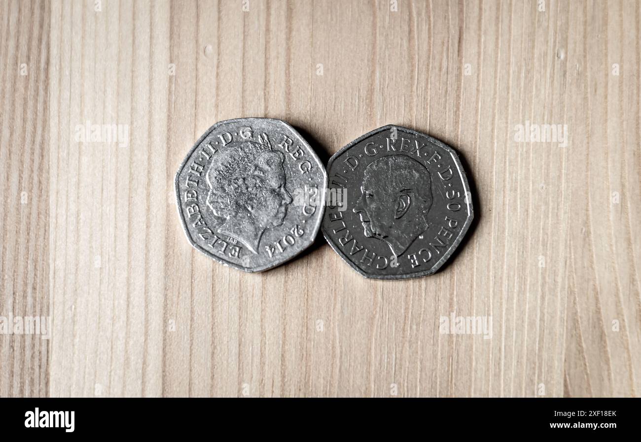 Pound coin featuring a portrait of King Charles III, issued in 2022 by ...