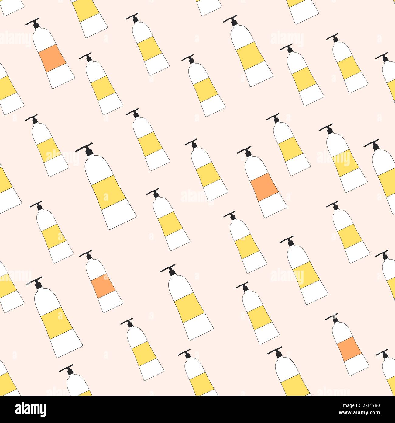 Bottles of shampoo seamless pattern. Hair styling products repeat ...