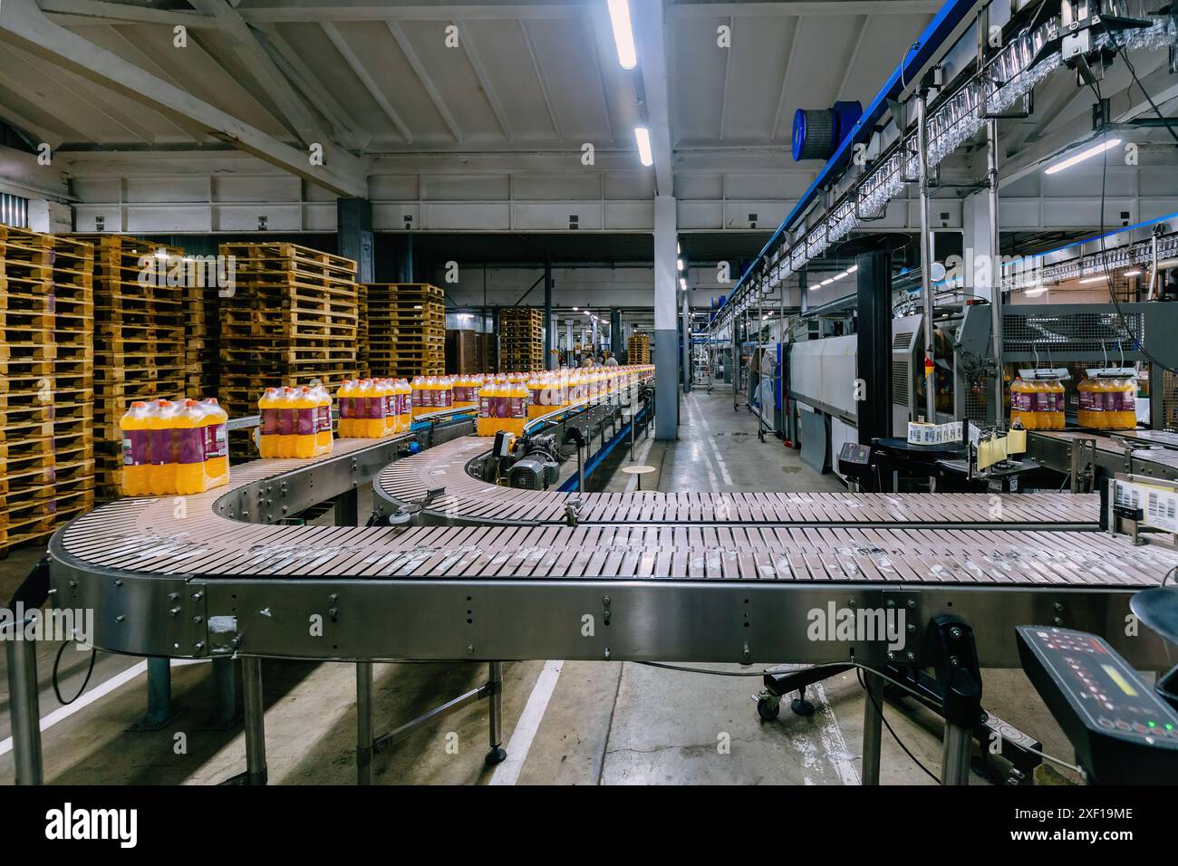Production line of bottling of beverage into plastic bottles and ...