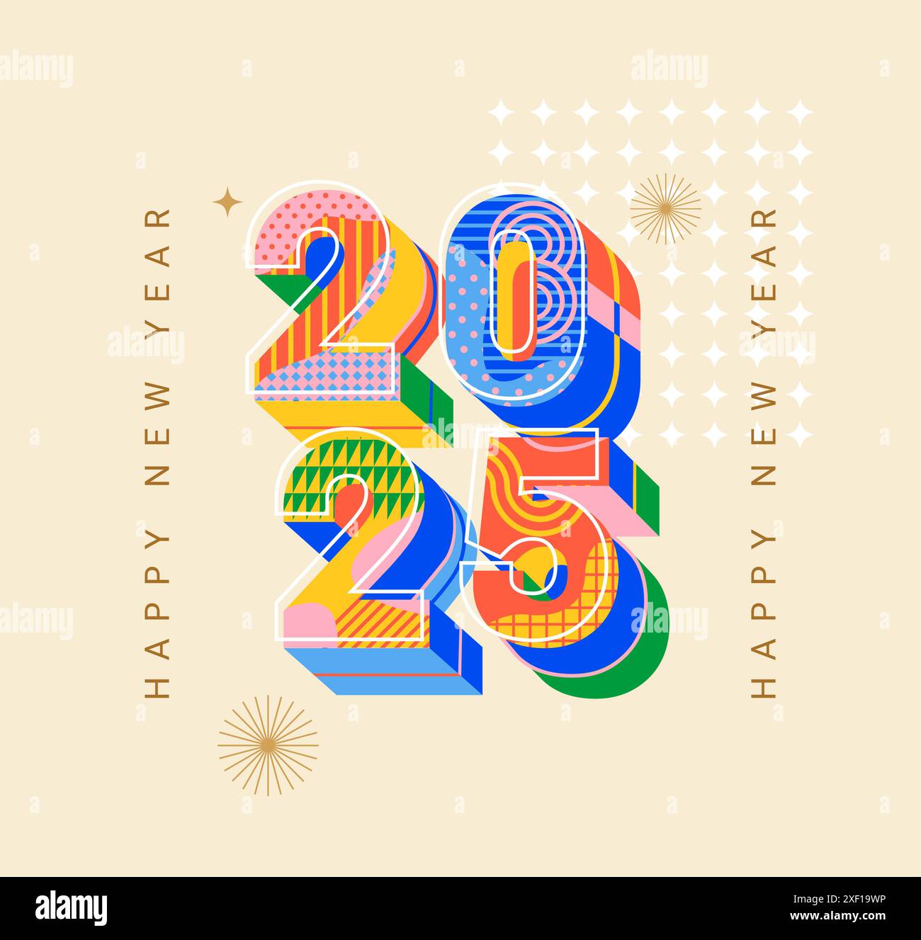 3d numbers 2025 for New Year banner, poster Stock Vector Image & Art ...