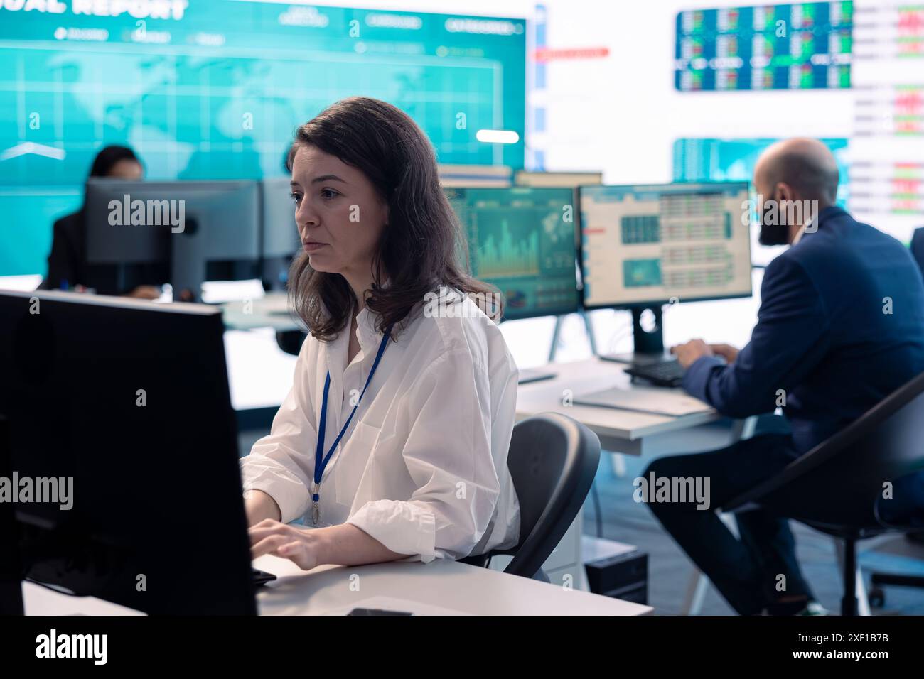 Project manager examining key performance metrics to ensure global ...