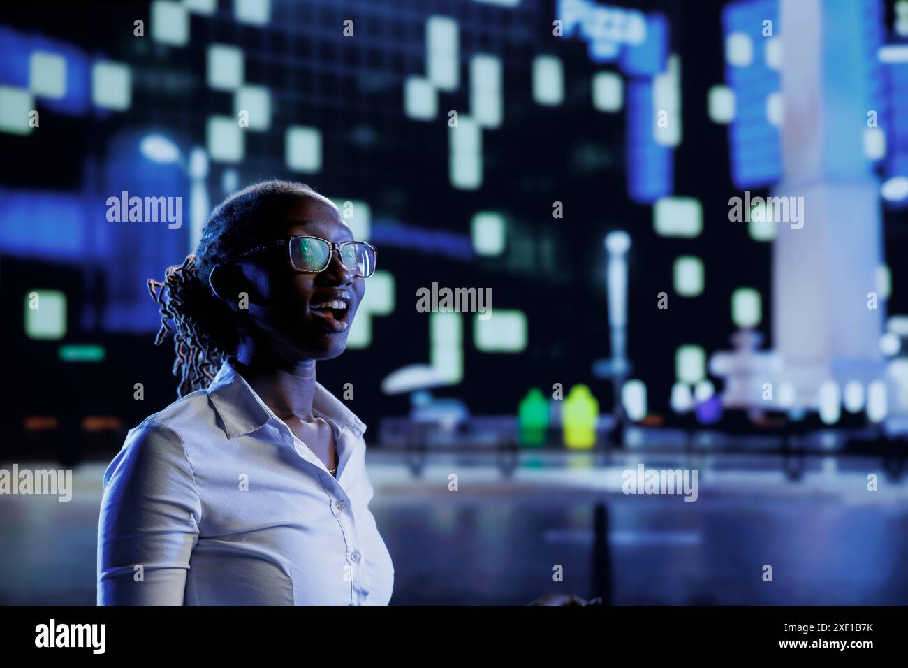 Smiling african american woman wandering hi-res stock photography and ...