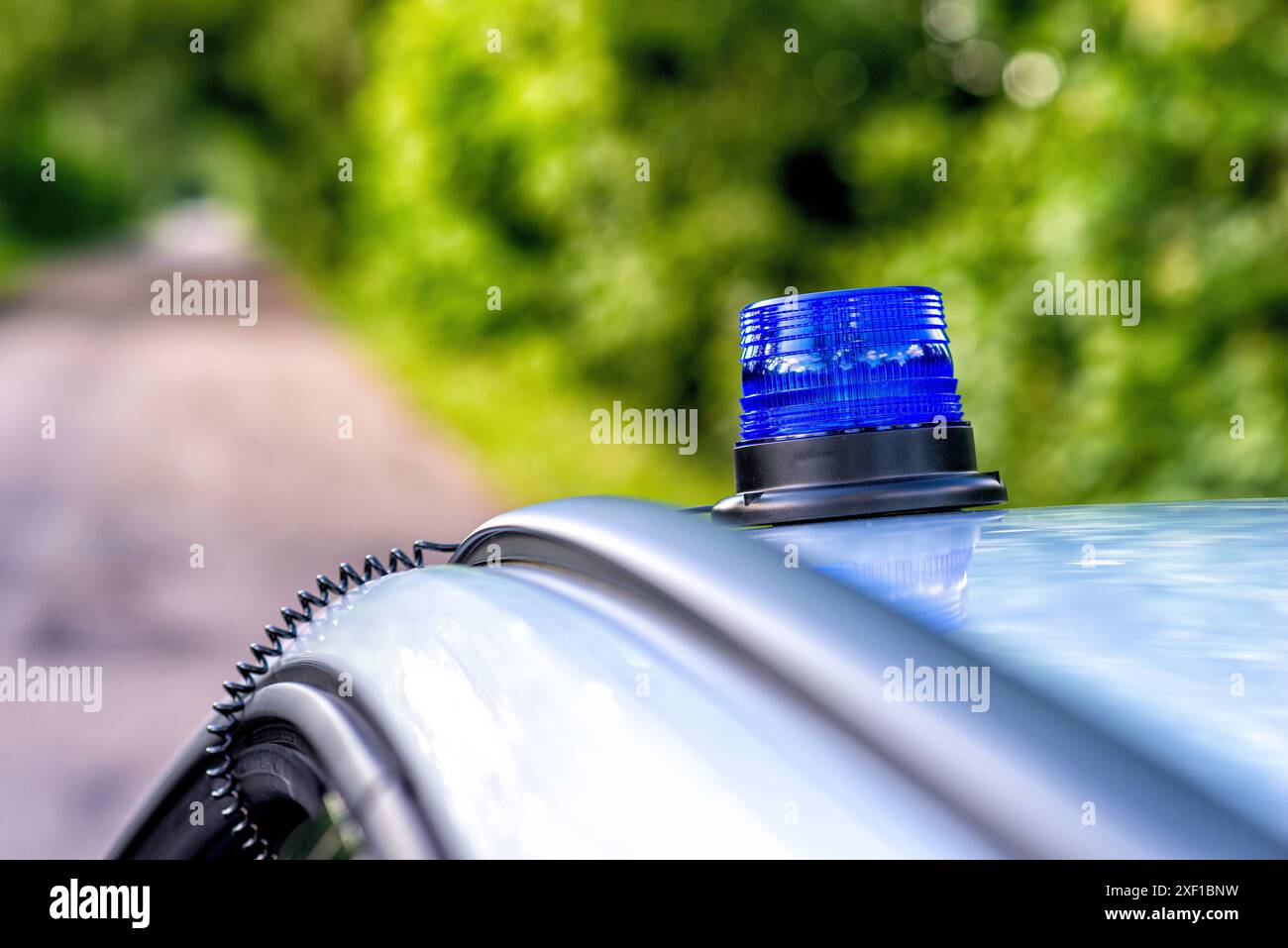 blue flashing light on a police car during a blue light drive Stock ...