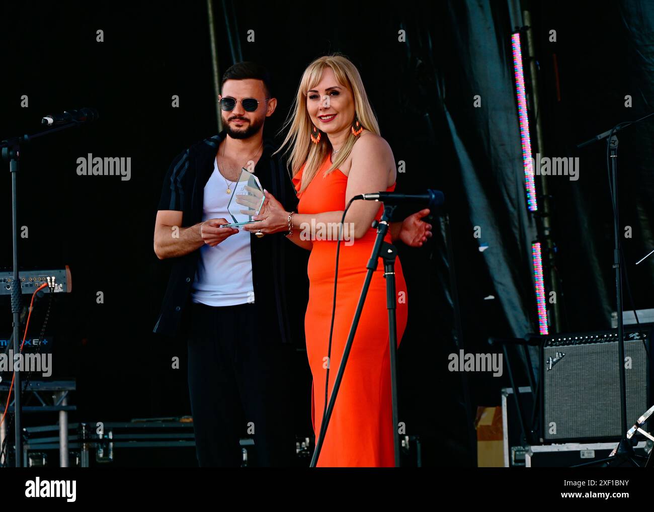 LONDON, UK. 30th June, 2024. Host Duygu Tacmac awards Huseyin Erdinc ...