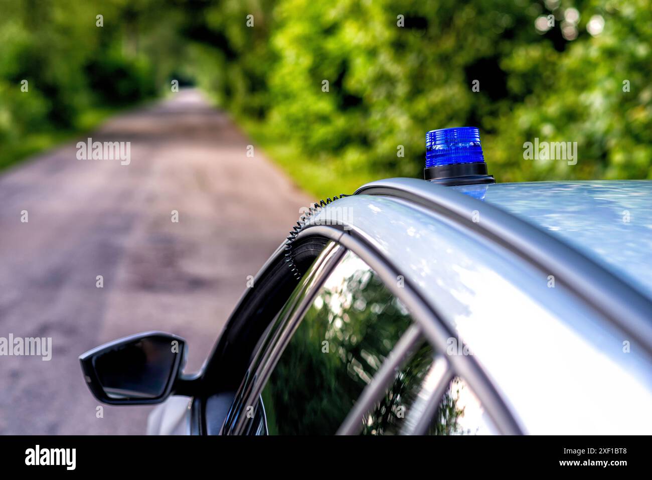 blue flashing light on a police car during a blue light drive Stock ...