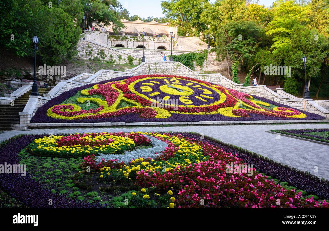 Landscape design with flowers in Pyatigorsk, Russia. Beautiful floral ...