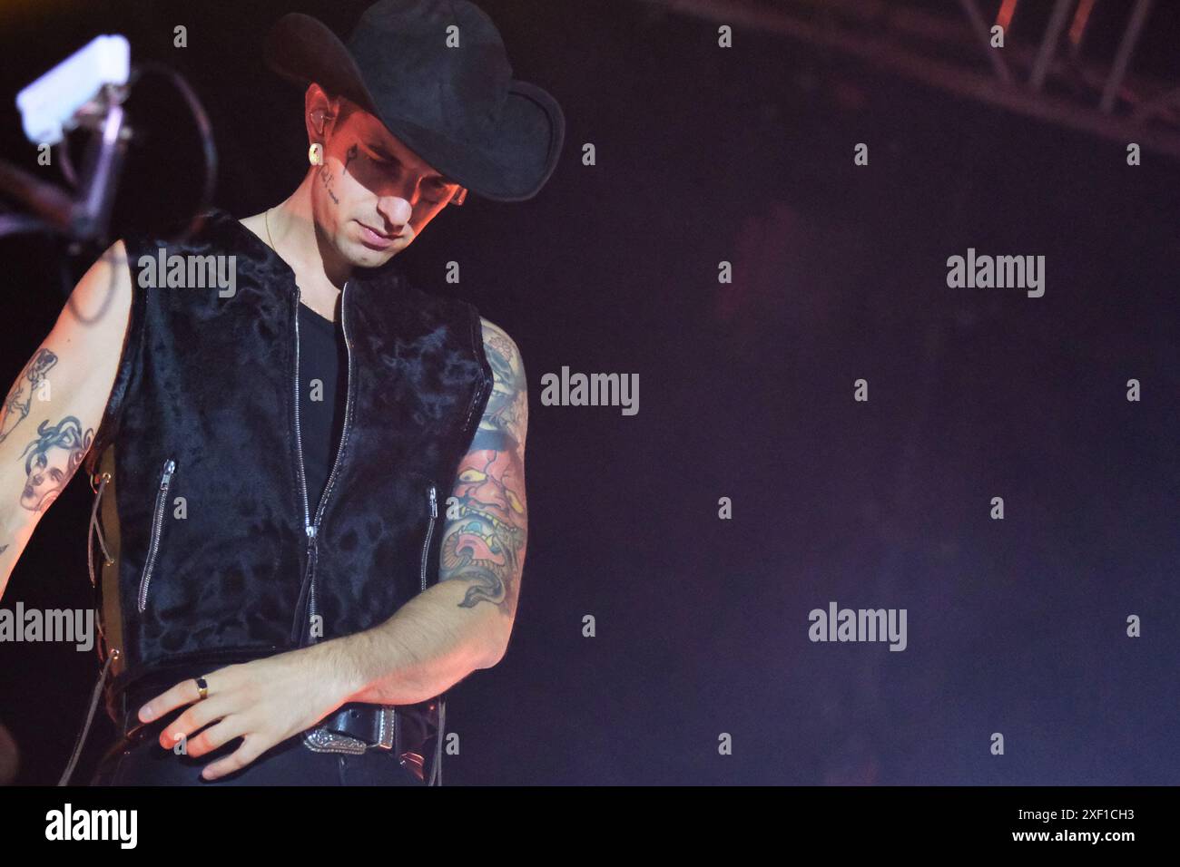 Termoli, Italy. 29th June, 2024. Italian singer, Achille Lauro performs ...