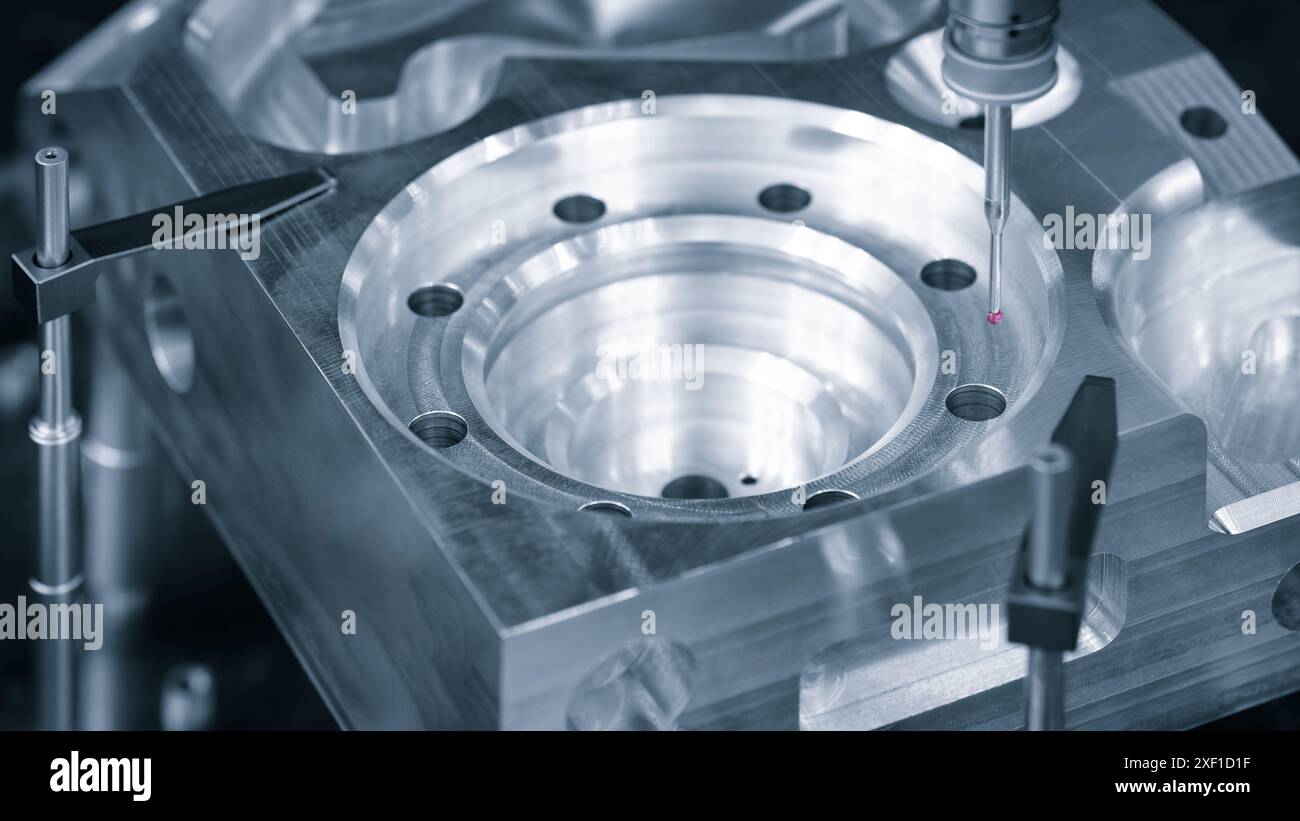 Quality control on milling CNC machine, coordinate measuring machine ...