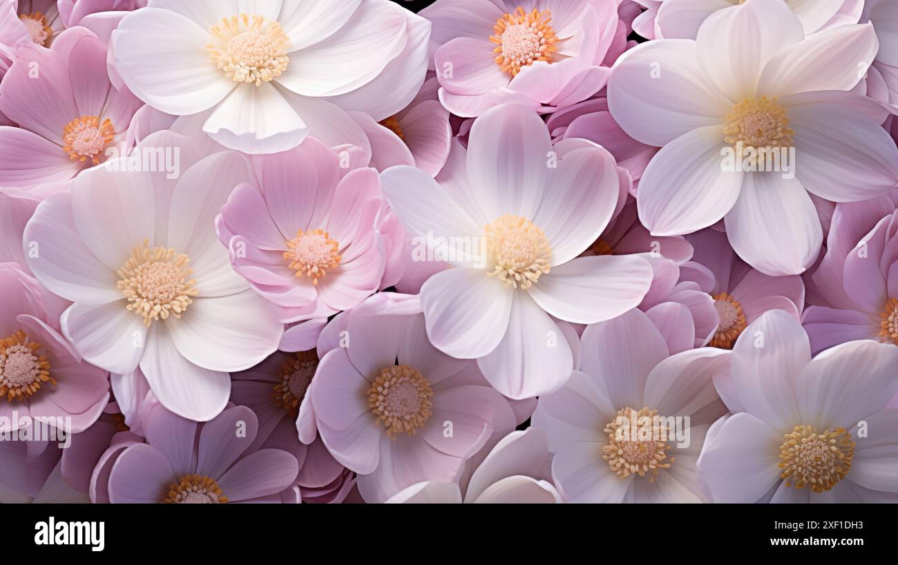 Many Anemone flowers background. A close-up view of a cluster of ...
