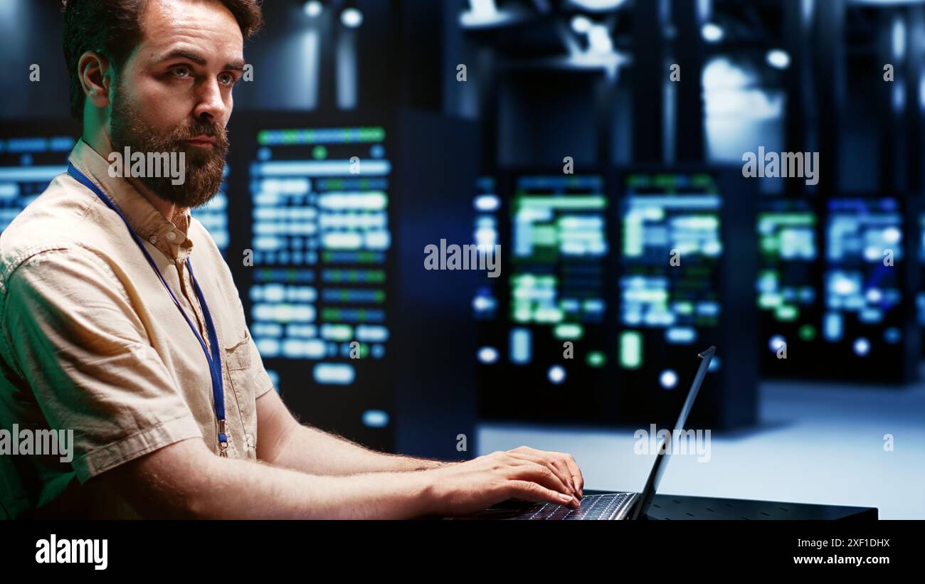 Skilled IT programmer imputing high tech facility hub disaster recovery ...